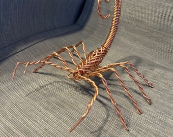 Copper Wire Scorpion / Handmade Copper Art / Crystal Beads / Zodiac ...