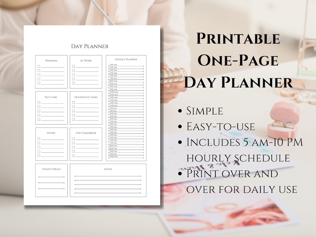 Printable One-page Day Planner for Productivity & Balance - Etsy UK