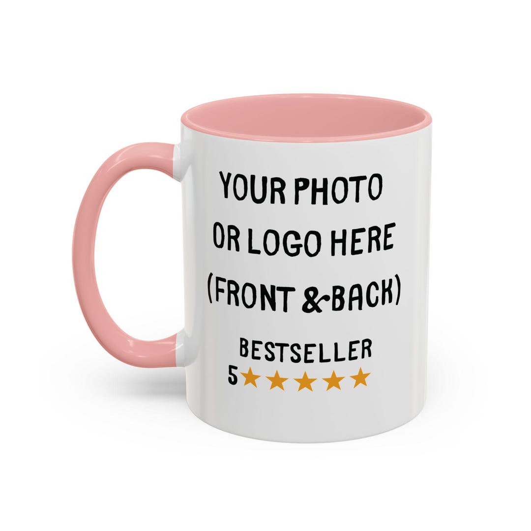 Custom Pink Coffee Mug, Custom Text Photo or Company Logo Ceramic Mug ...
