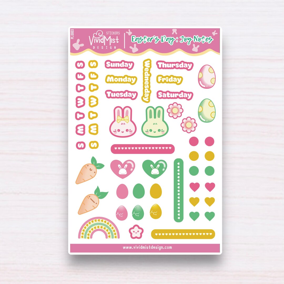 Easter Sticker Sheet, Pastel Planner Stickers & DIY Journaling ...