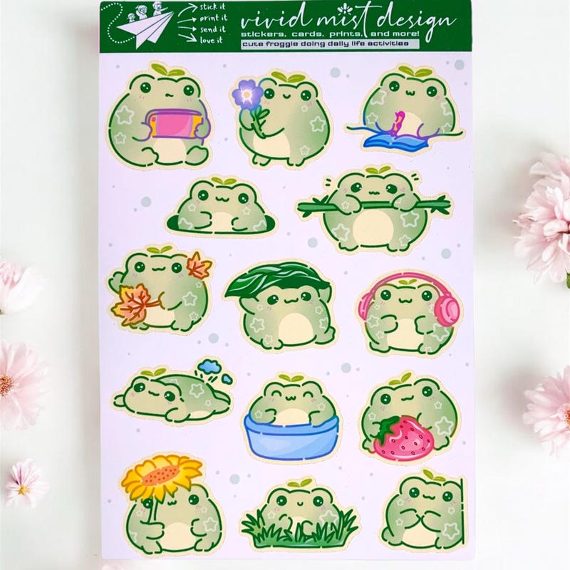Frog Kawaii Sticker Sheet - Etsy