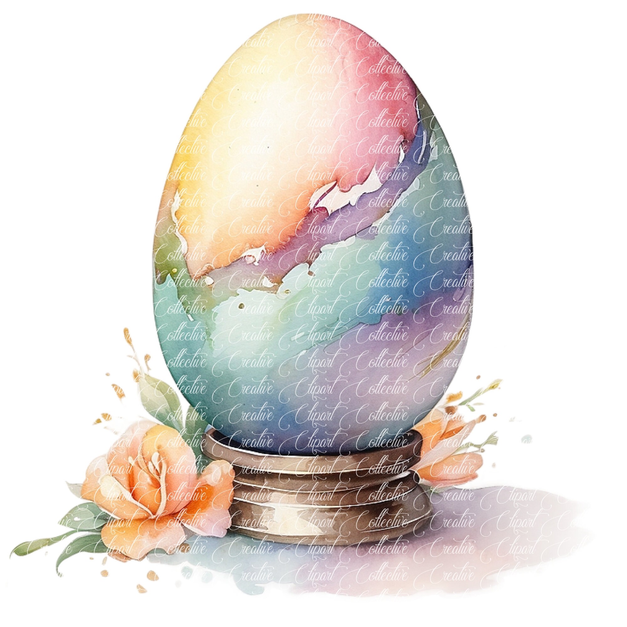 14 Rainbow Easter Eggs Clipart Set, Watercolor Easter Clipart, Spring ...