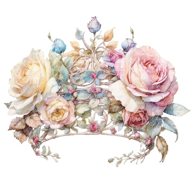 12 Rose Crown Clipart, Rose Clipart, Crown Clipart, Wedding Princess ...