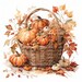 12 Fall Pumpkin Basket Clipart, Watercolor Pumpkin Clipart, Junk ...