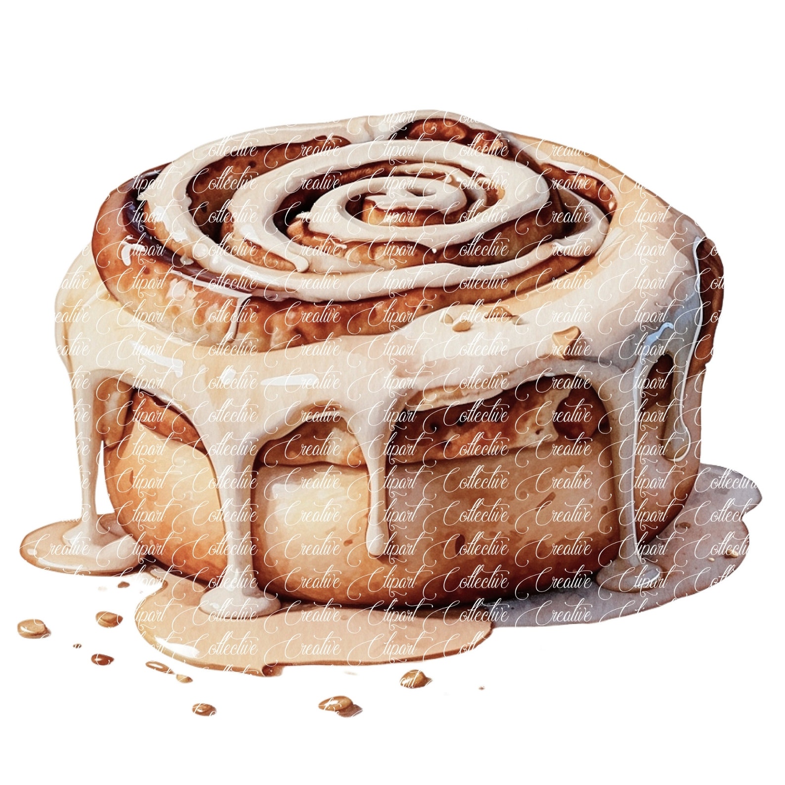 14 Cinnamon Rolls Clipart, Cinnamon Bun Clipart, Watercolor Dessert ...