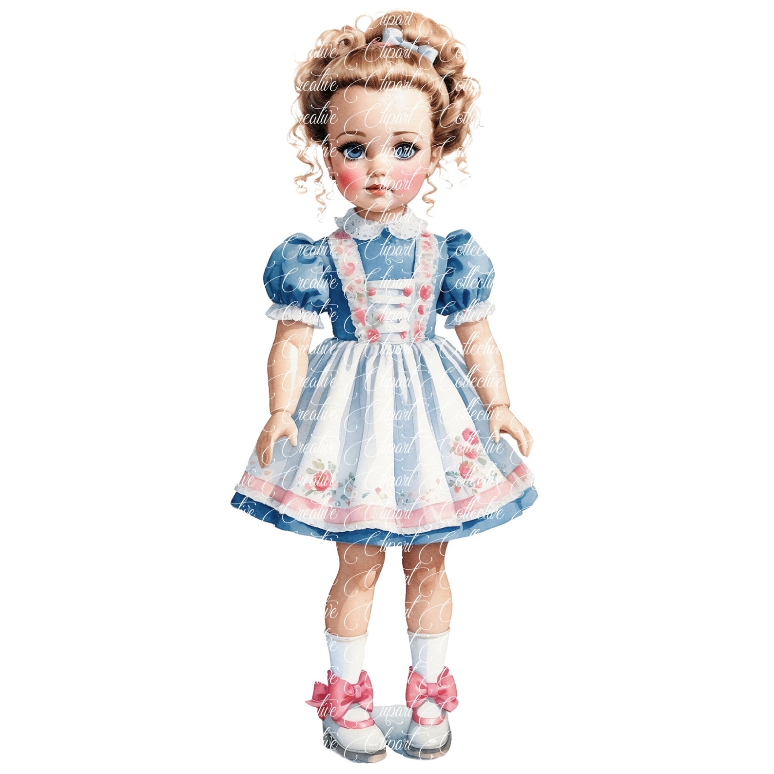 12 Vintage Doll Clipart Watercolor Doll Clipart Bundle Printable Watercolor Clipart Instant