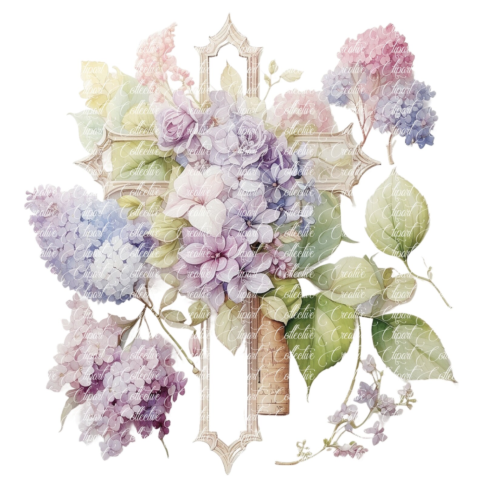 12 Lilac Clipart, Christian Cross Clipart, Ceremony Clipart, Purple ...