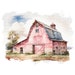 12 Watercolor Pink Barn Clipart, Wooden Barn Clipart, Printable ...