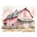 12 Watercolor Pink Barn Clipart, Wooden Barn Clipart, Printable ...