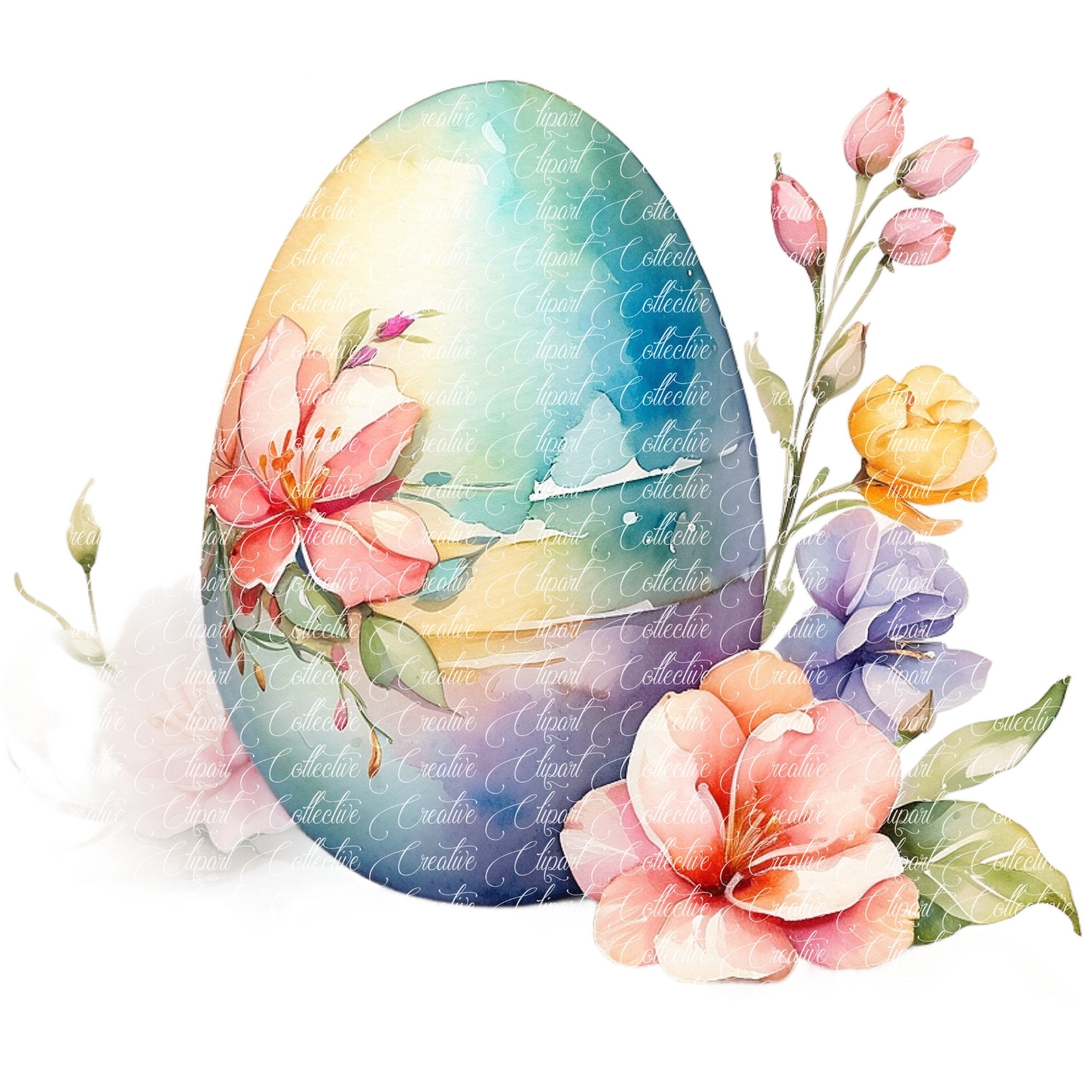 14 Rainbow Easter Eggs Clipart Set, Watercolor Easter Clipart, Spring ...