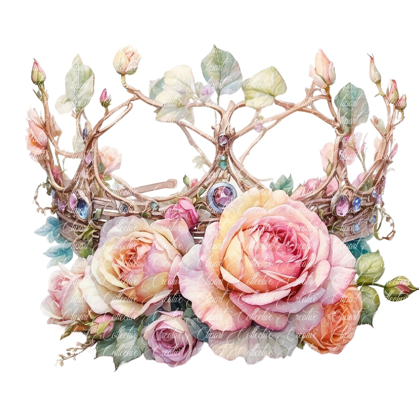 12 Rose Clipart, Royal Crown Clipart, Roses Crown Clipart, Wedding ...