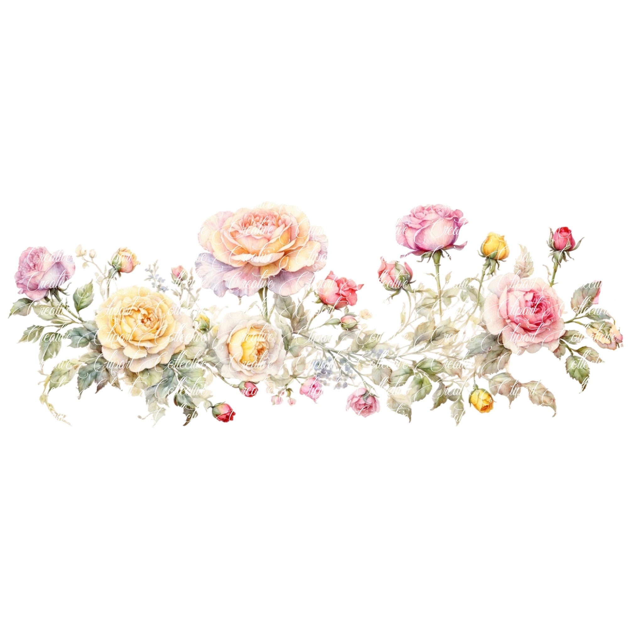12 Flower Border Clipart, Floral Clipart, Roses Clipart, Floral Rose ...