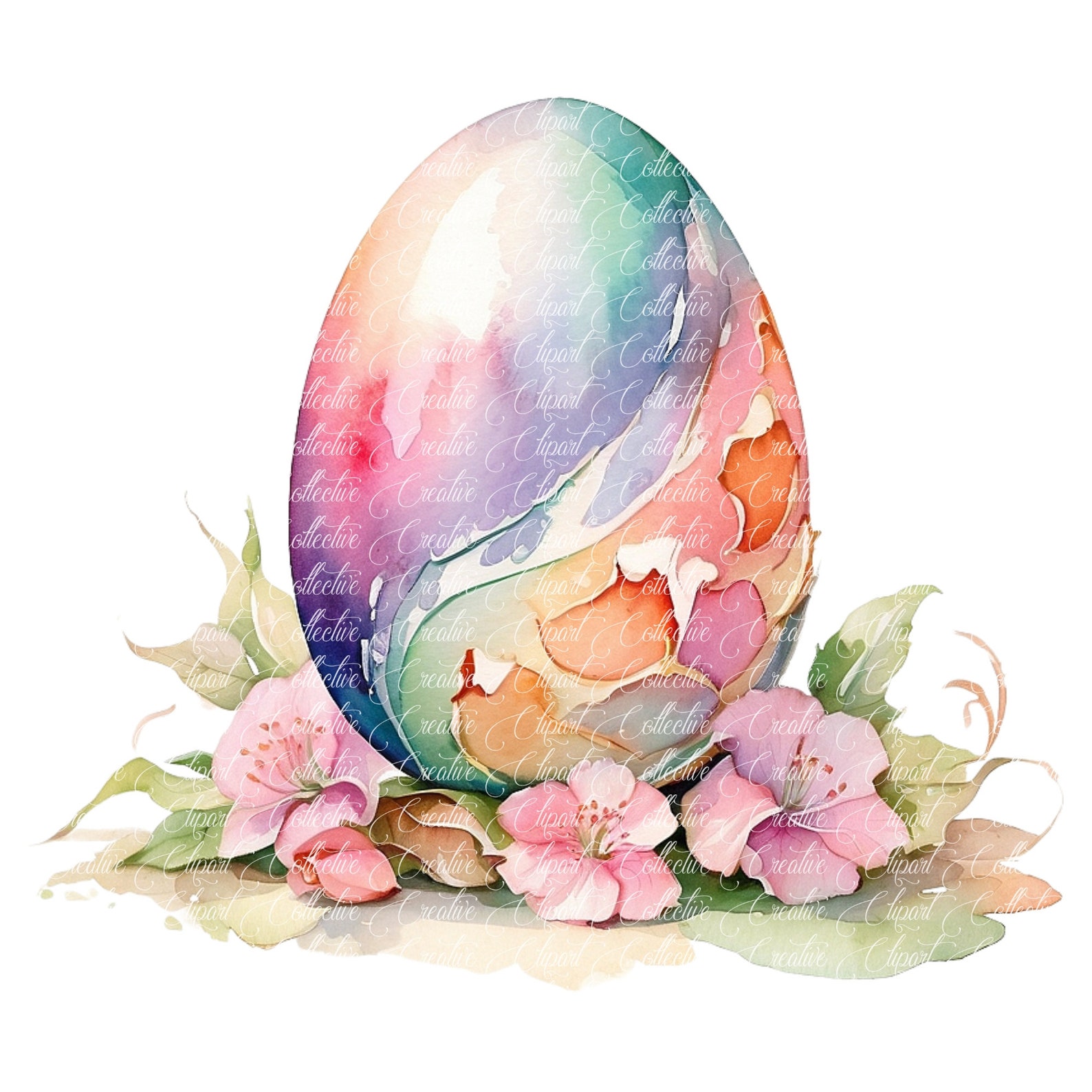 14 Rainbow Easter Eggs Clipart Set, Watercolor Easter Clipart, Spring ...