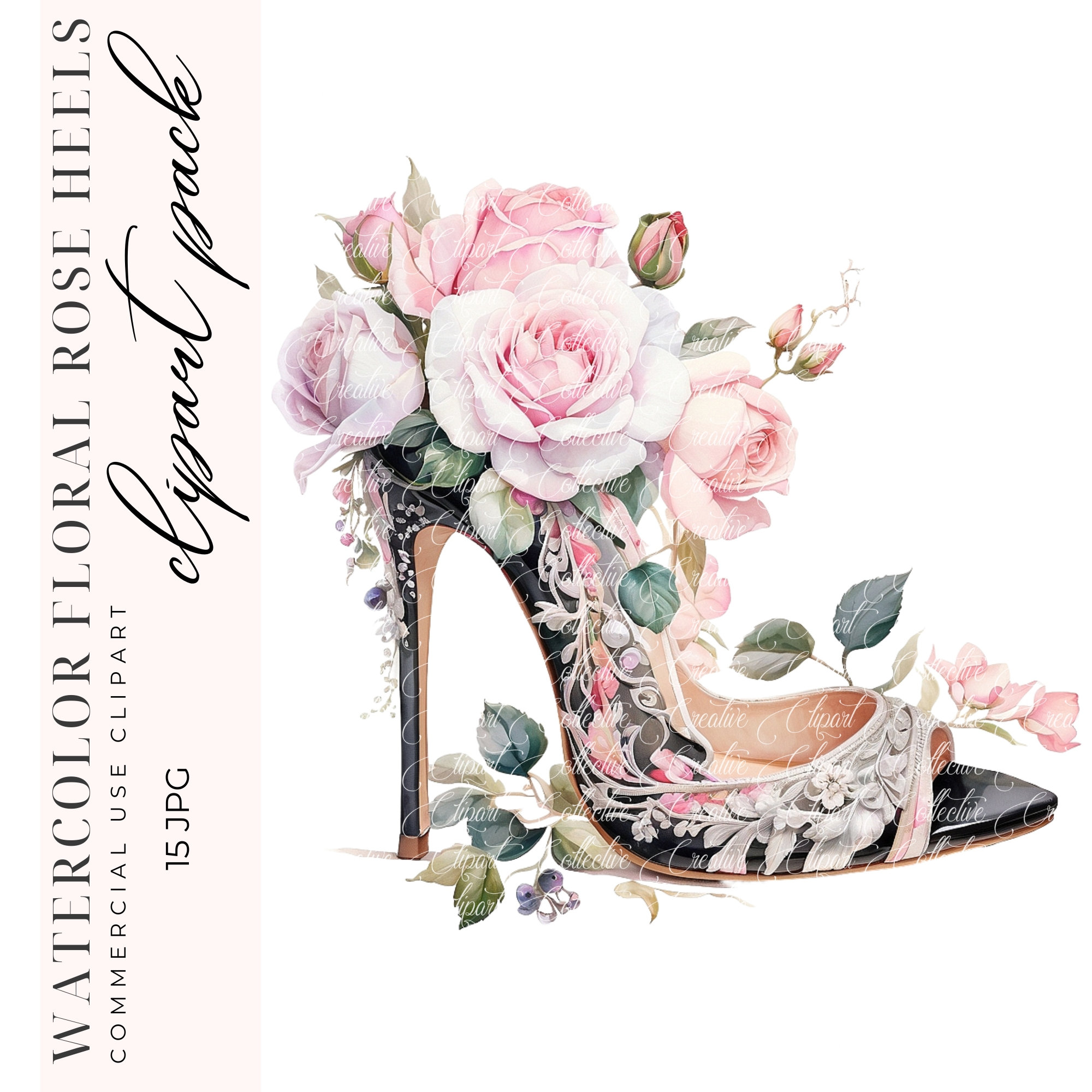 15 Watercolor Heels Clipart, Prom Shoes Clipart, Floral Heels Clipart ...
