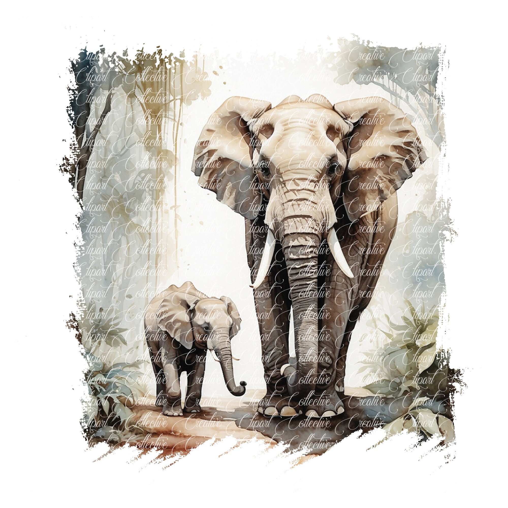 10 Watercolor Elephant, Elephant Clipart, Zoo Clipart, Jungle Clipart ...