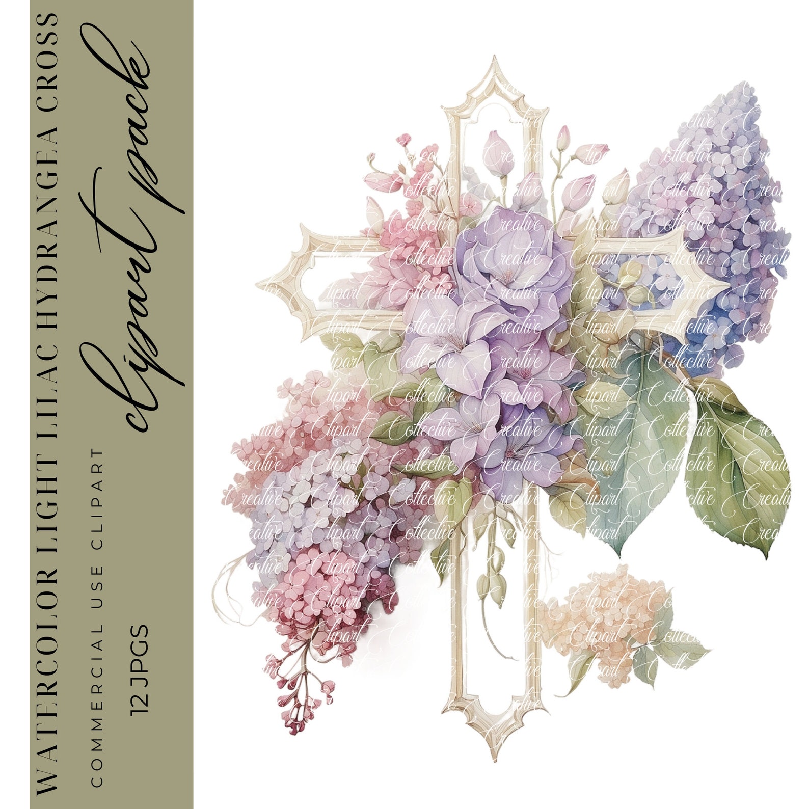 12 Lilac Clipart, Christian Cross Clipart, Ceremony Clipart, Purple ...