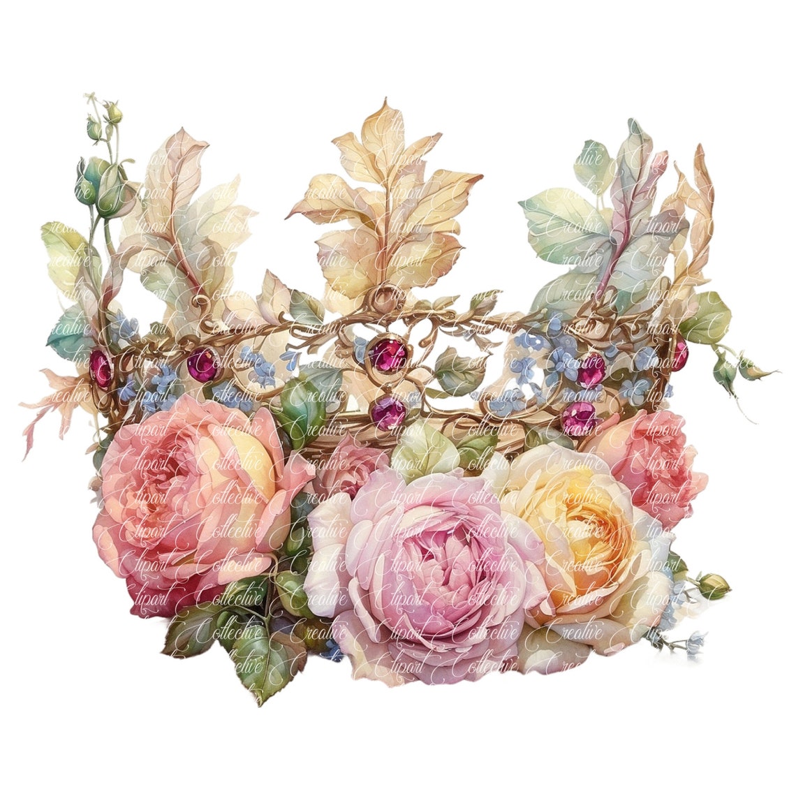 12 Rose Clipart, Royal Crown Clipart, Roses Crown Clipart, Wedding ...