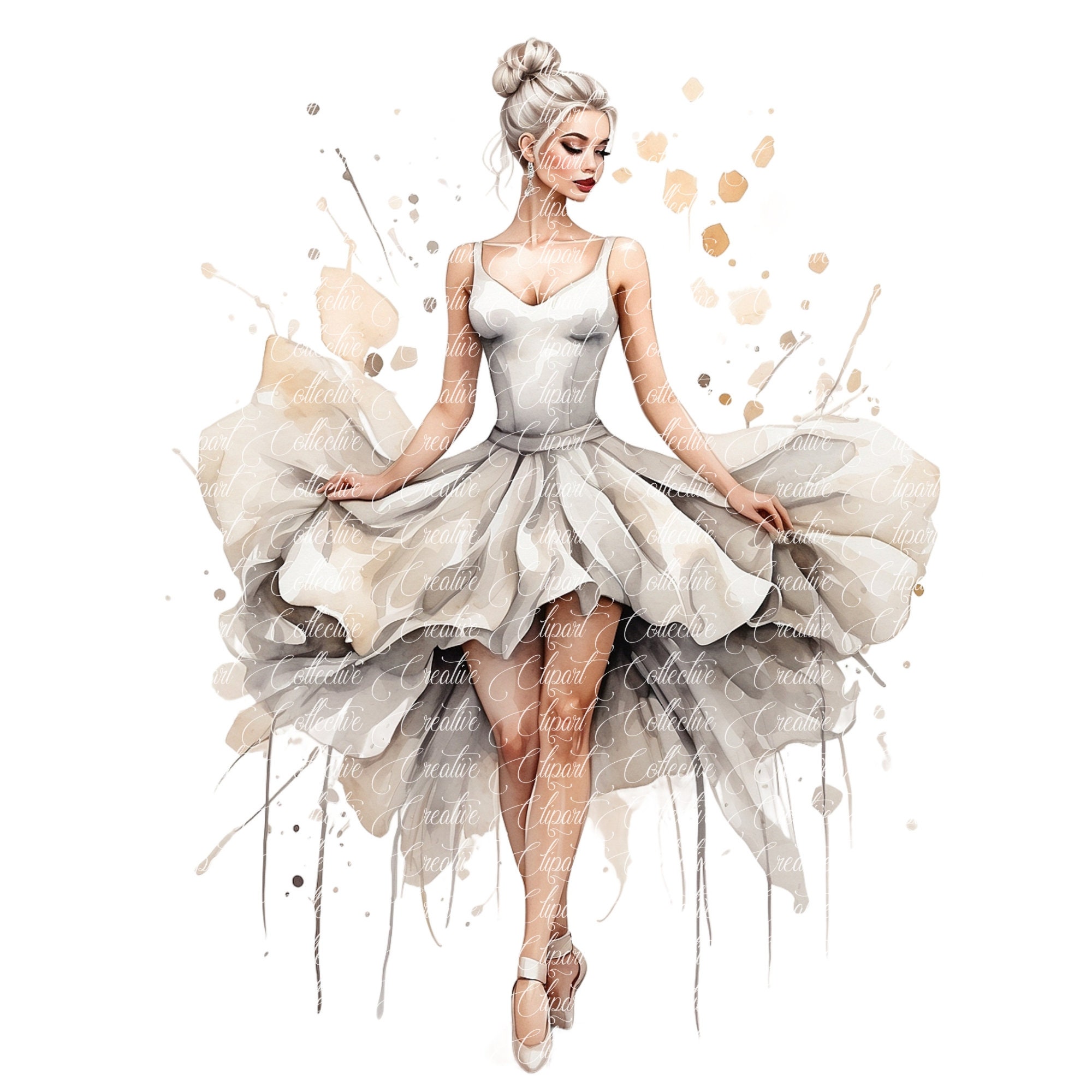 12 Ballerina Clipart, Classy Ballet Dancer Clipart, Ballerina in Ivory ...