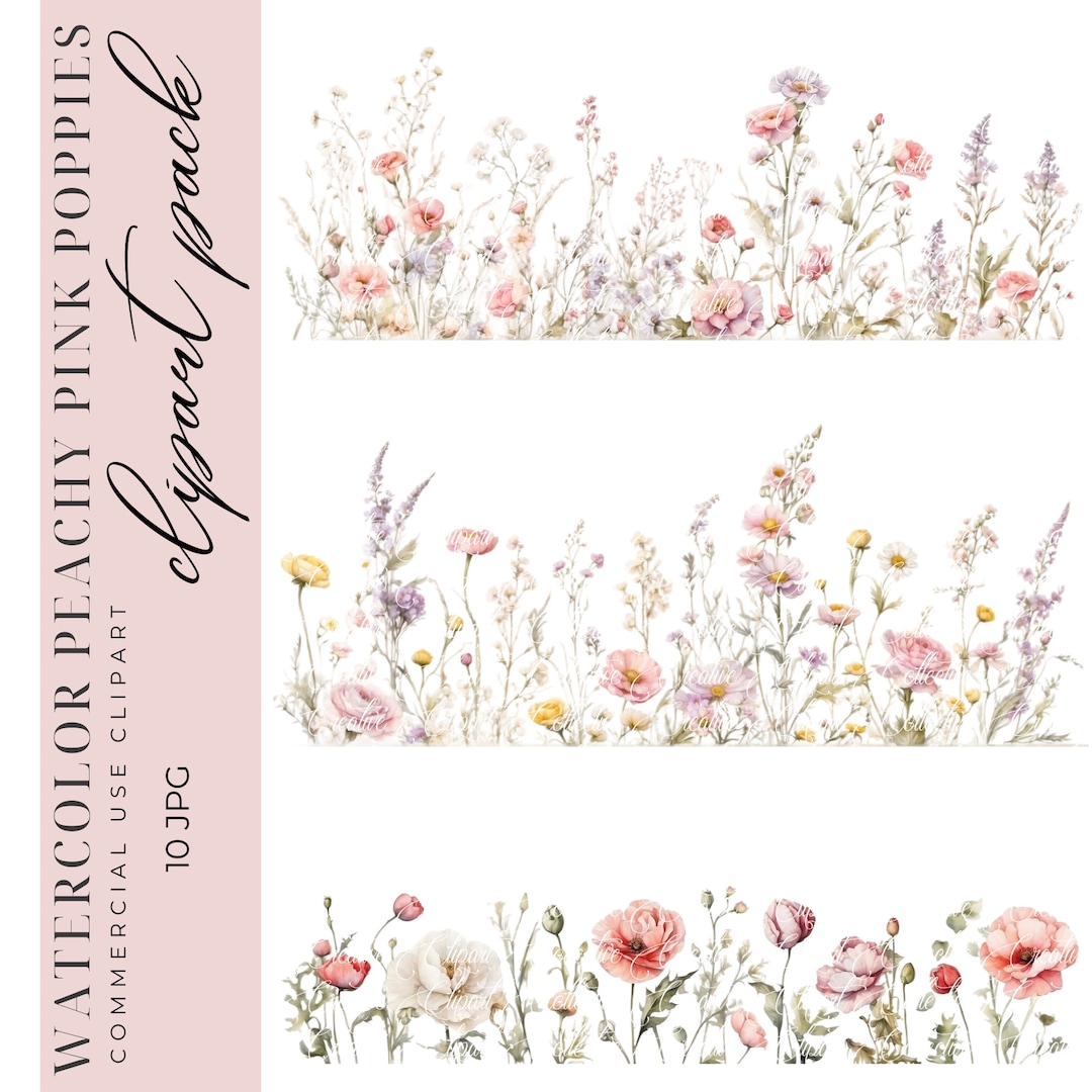 10 Wildflower Clipart, Wild Flower Border, Wild Flower Clipart, Poppies ...