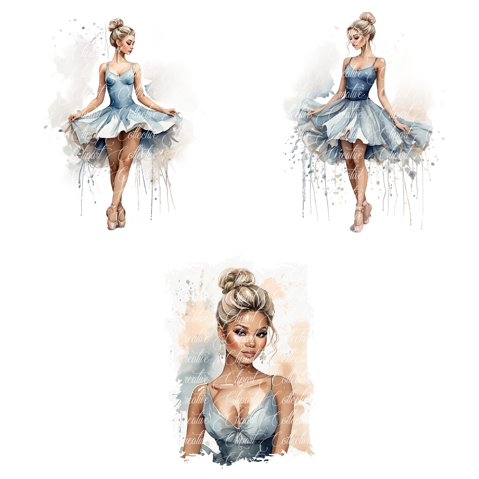 12 Ballerina Clipart, Ballet Dancer Clipart, Ballerina in Blue Clipart ...