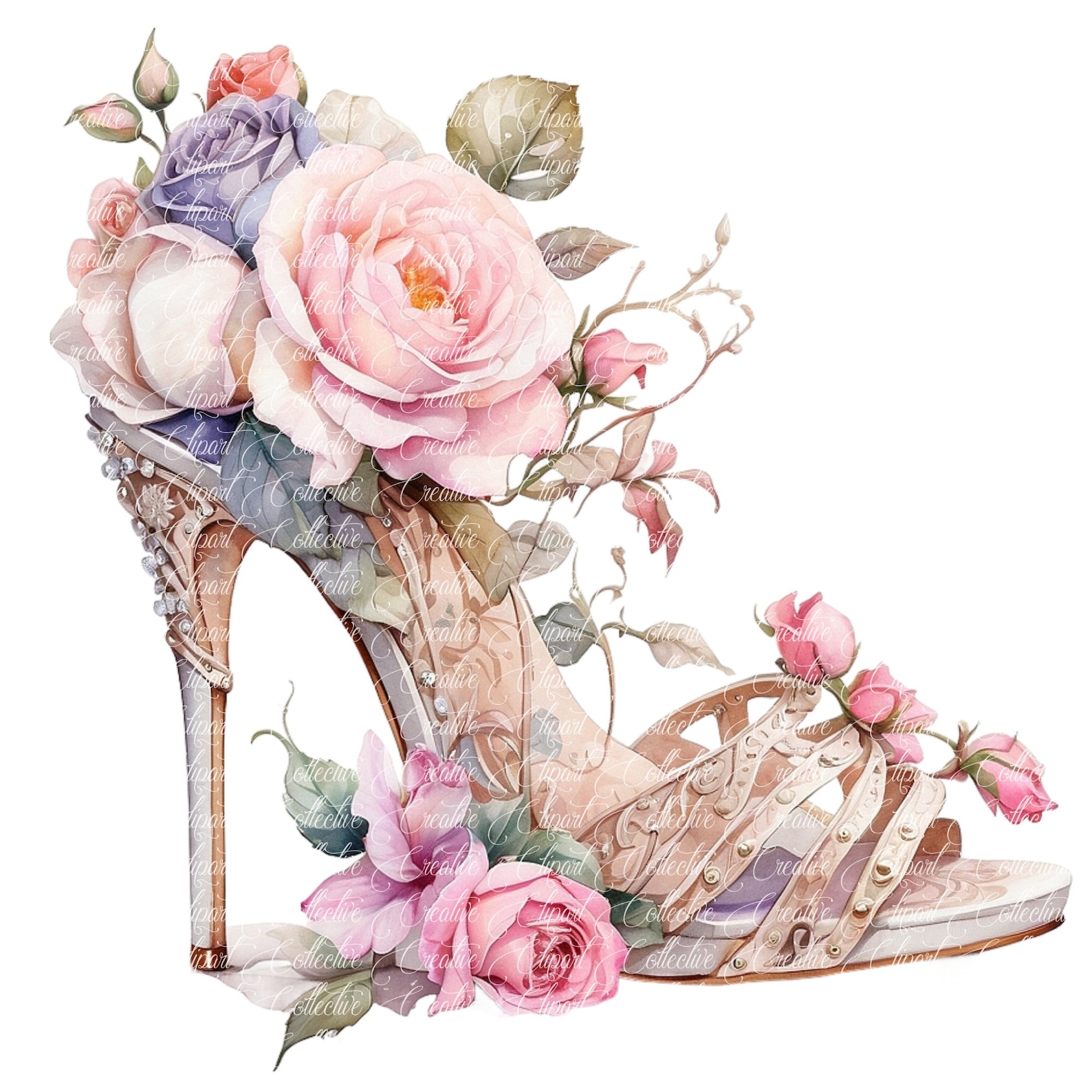15 Watercolor Heels Clipart, Prom Shoes Clipart, Floral Heels Clipart ...