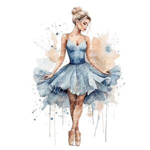 12 Ballerina Clipart, Ballet Dancer Clipart, Ballerina in Blue Clipart ...