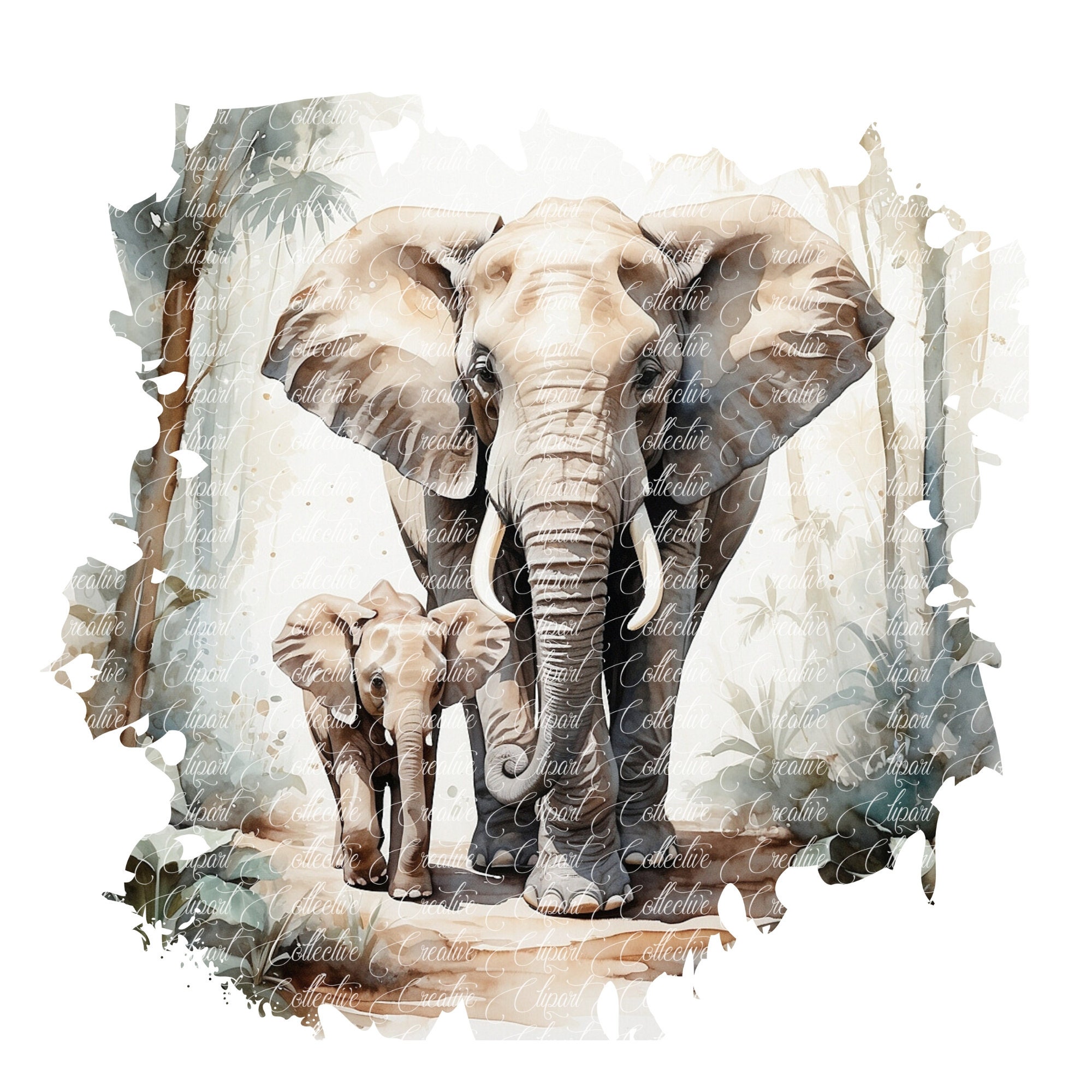 10 Watercolor Elephant, Elephant Clipart, Zoo Clipart, Jungle Clipart ...