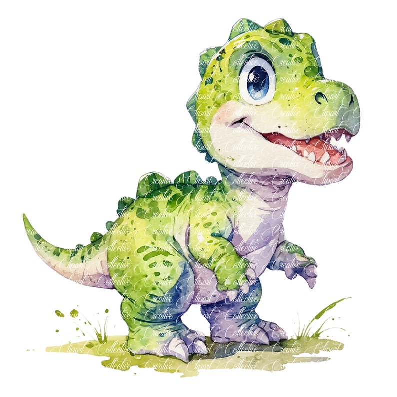 13 Dinosaur Clipart, Watercolor T-rex Dinosaur Clipart, Kids Clipart ...
