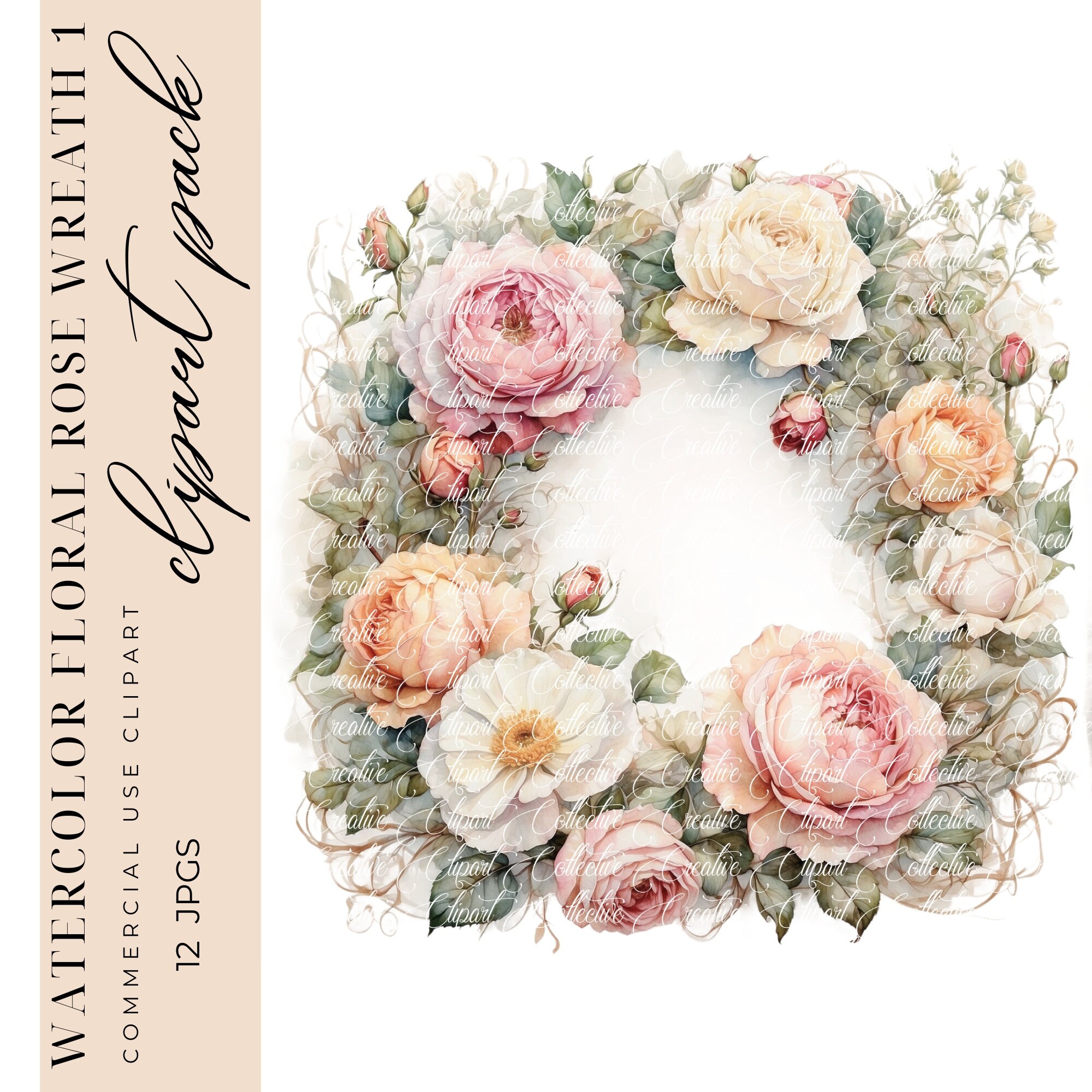 12 Roses Wreath Clipart, Rose Clipart, Wreath Decor, Junk Journal, Printable Clipart, Scrapbook ...