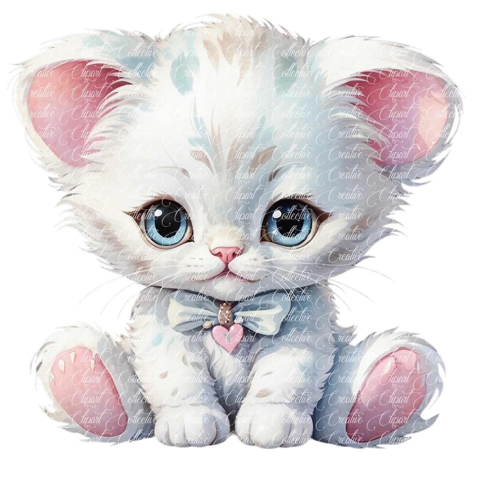 14 Floppy Ear Kitten Clipart, Watercolor Cat Clipart, Clipart Bundle ...