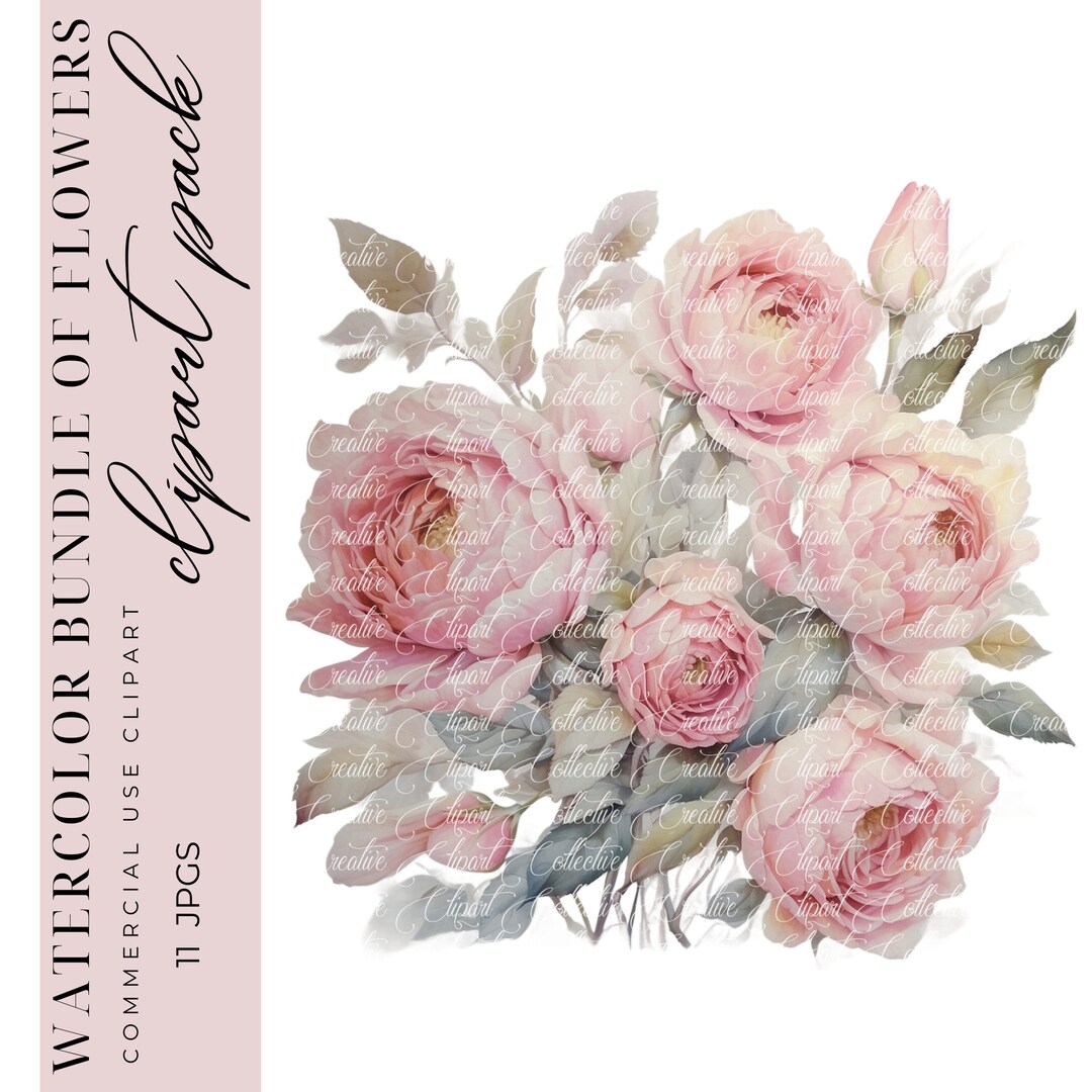 11 Bouquet of Roses Clipart, Flower Clipart Bundle, Floral Wedding ...