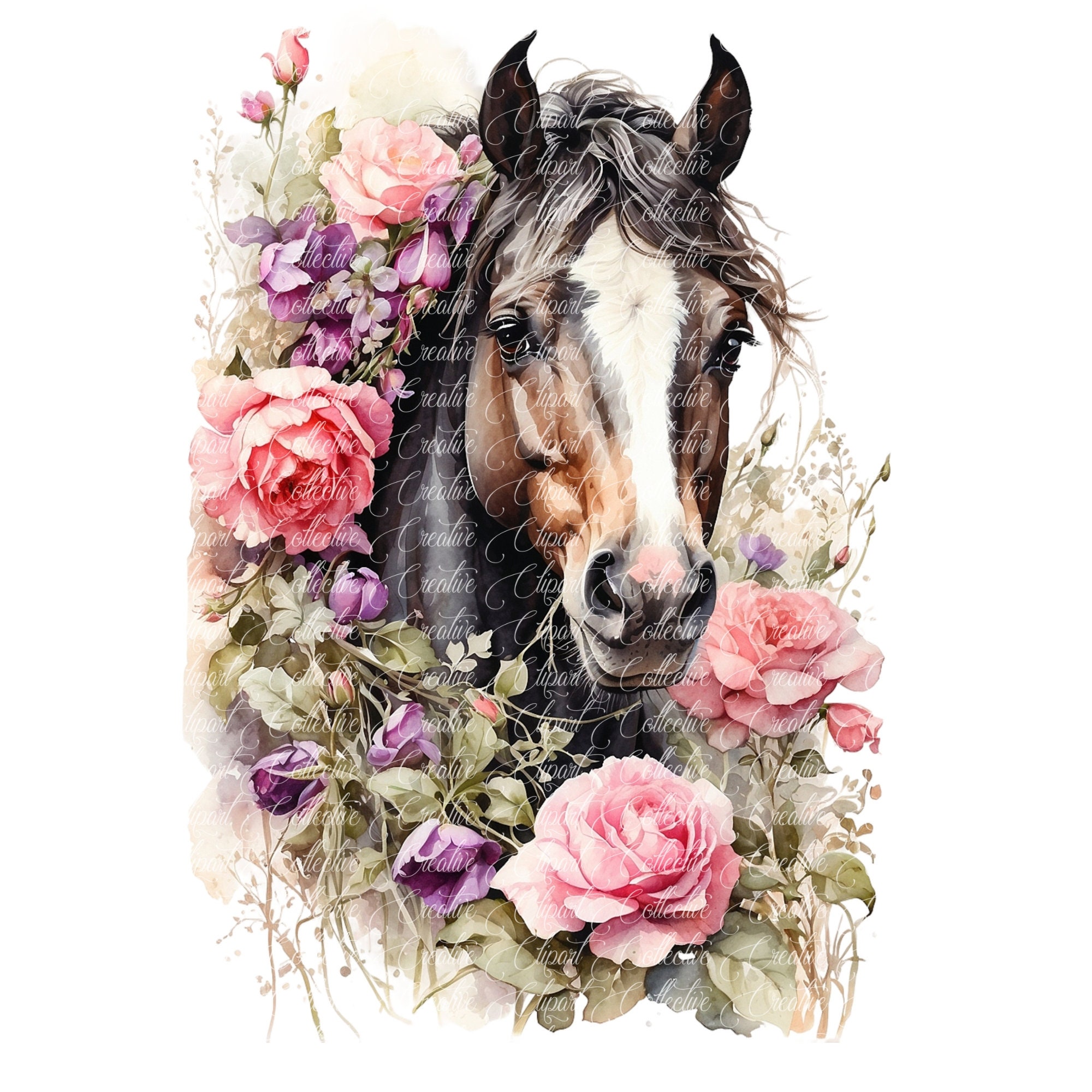 10 Horse Clipart, Watercolor Horse Clipart, Black Horse Clipart, Horse ...