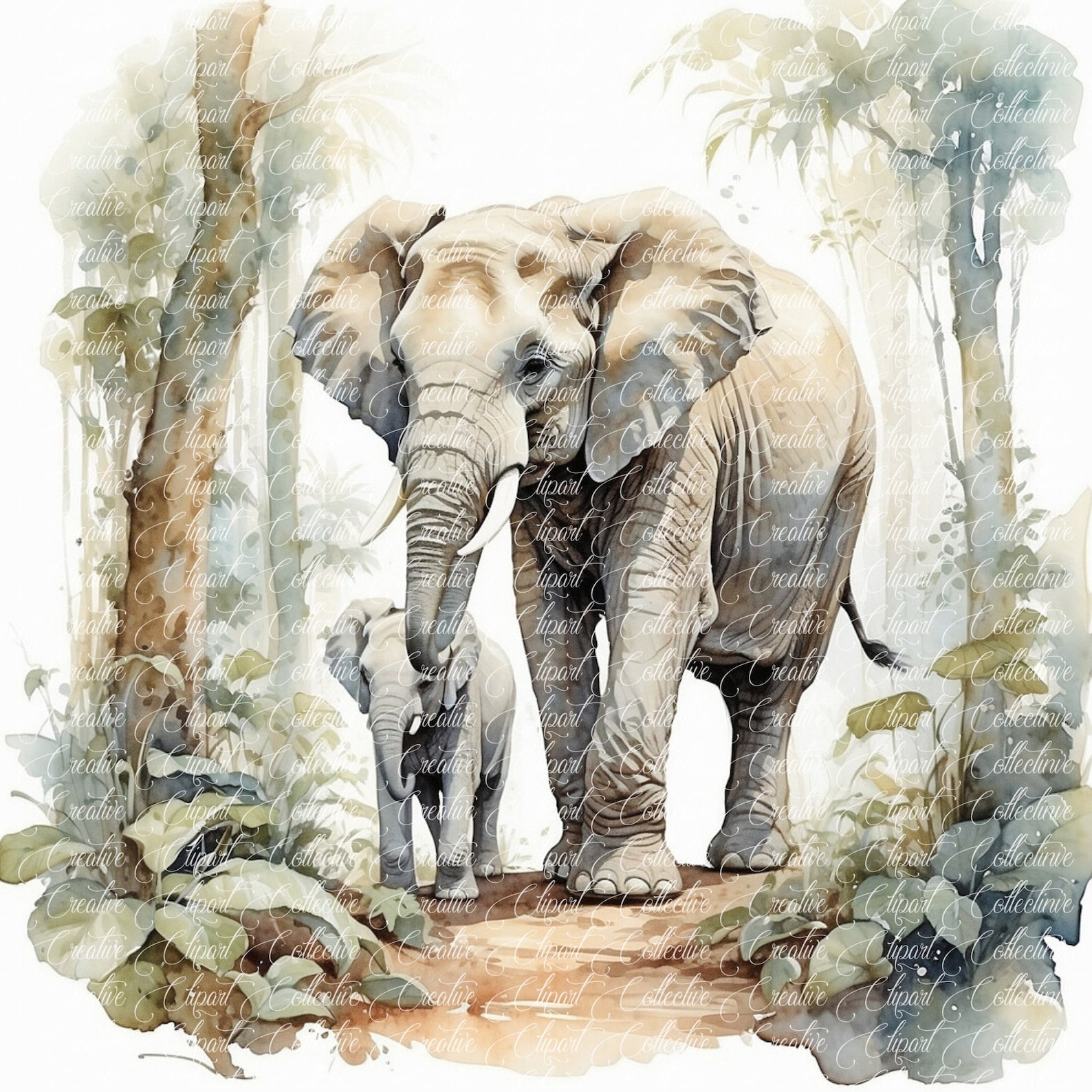 10 Watercolor Elephant, Elephant Clipart, Zoo Clipart, Jungle Clipart ...