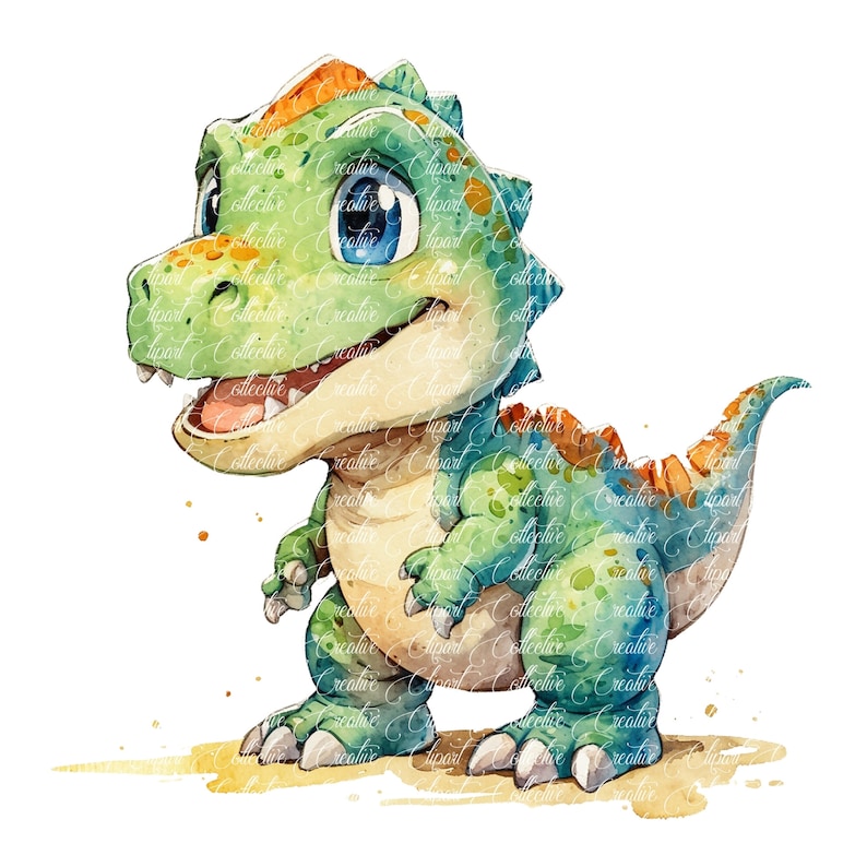 13 Dinosaur Clipart, Watercolor T-rex Dinosaur Clipart, Kids Clipart ...