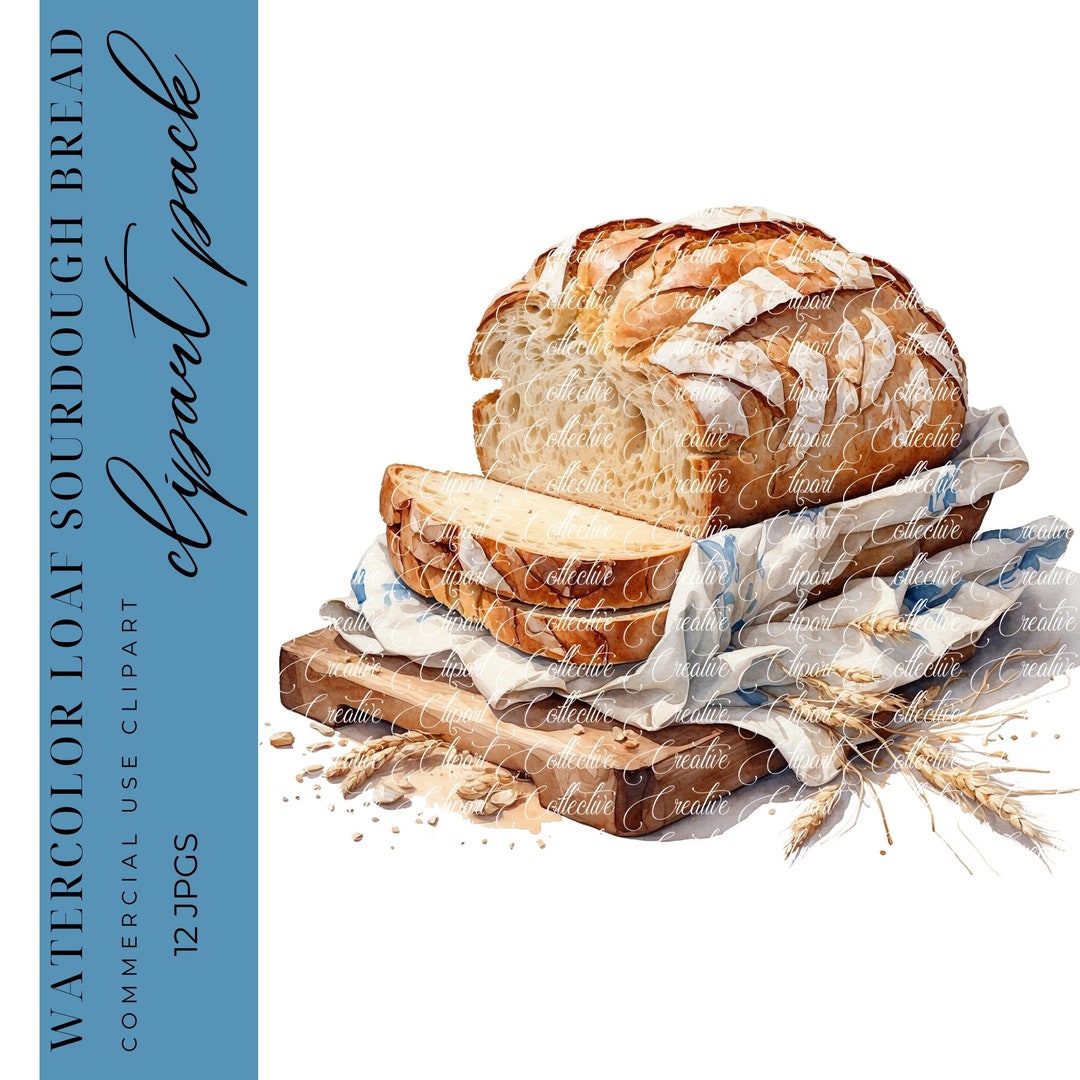 12 Sourdough Bread Clipart, Loaf Bread Clipart, Watercolor Clipart ...