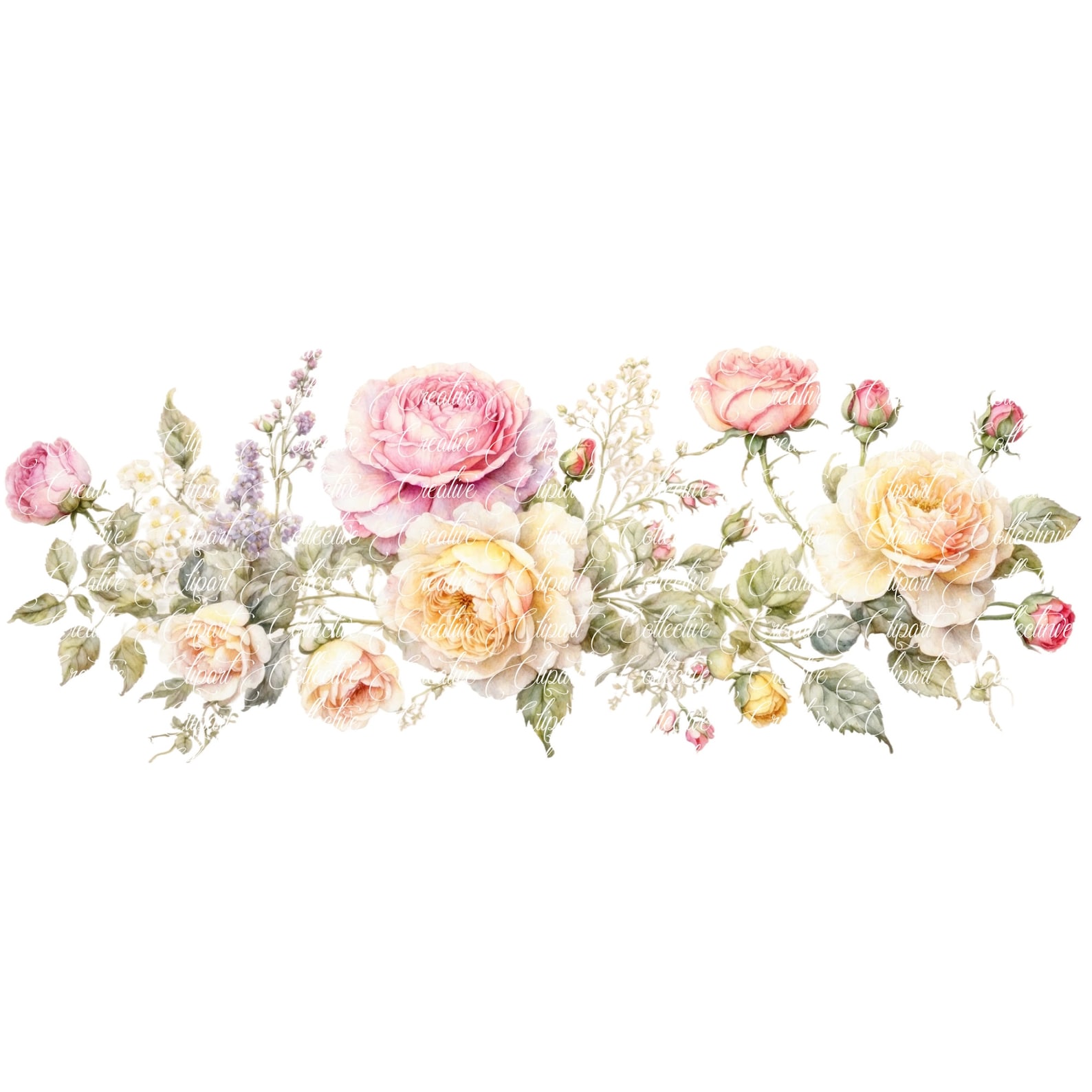12 Flower Border Clipart, Floral Clipart, Roses Clipart, Floral Rose ...
