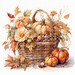 12 Fall Pumpkin Basket Clipart, Watercolor Pumpkin Clipart, Junk ...
