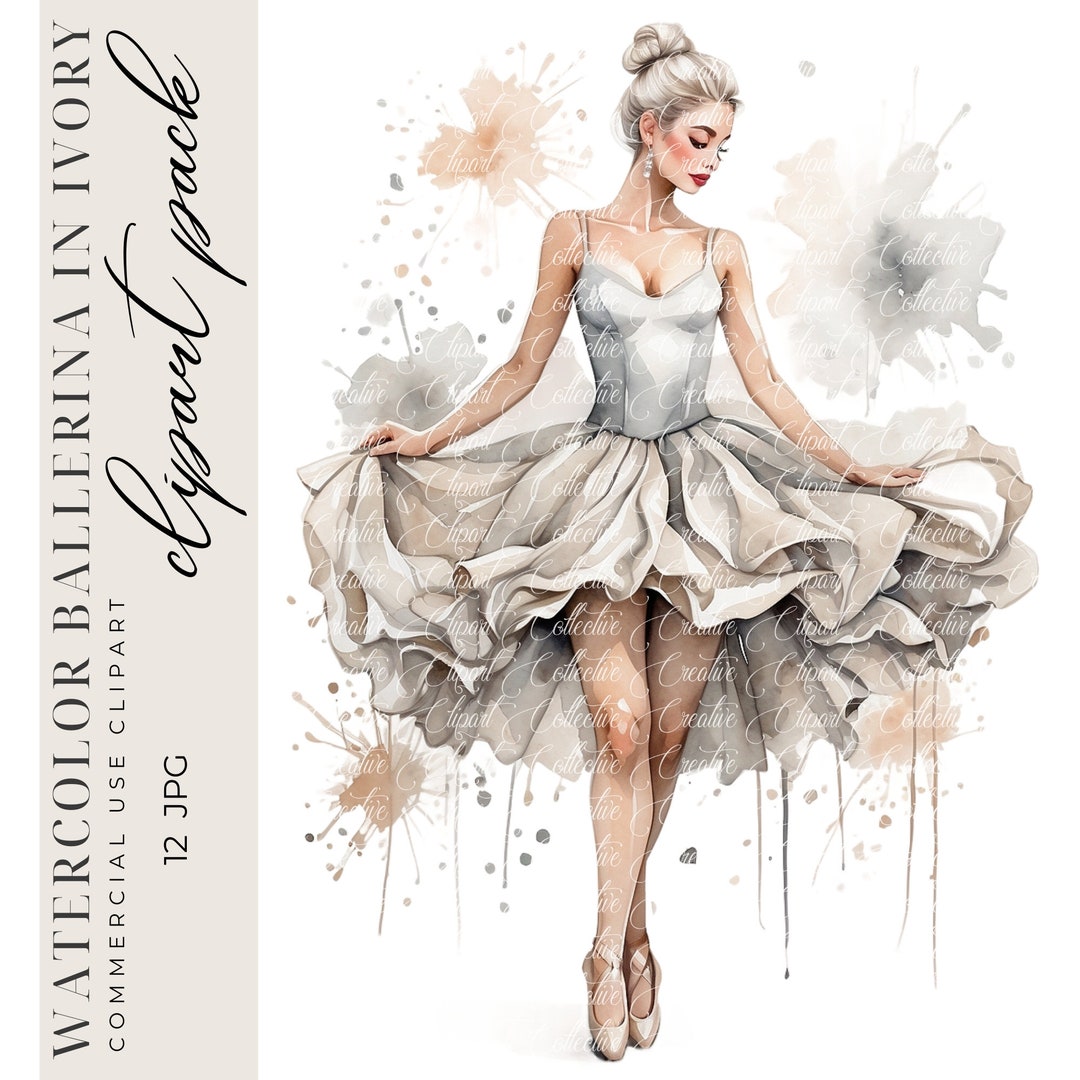 12 Ballerina Clipart, Classy Ballet Dancer Clipart, Ballerina in Ivory ...