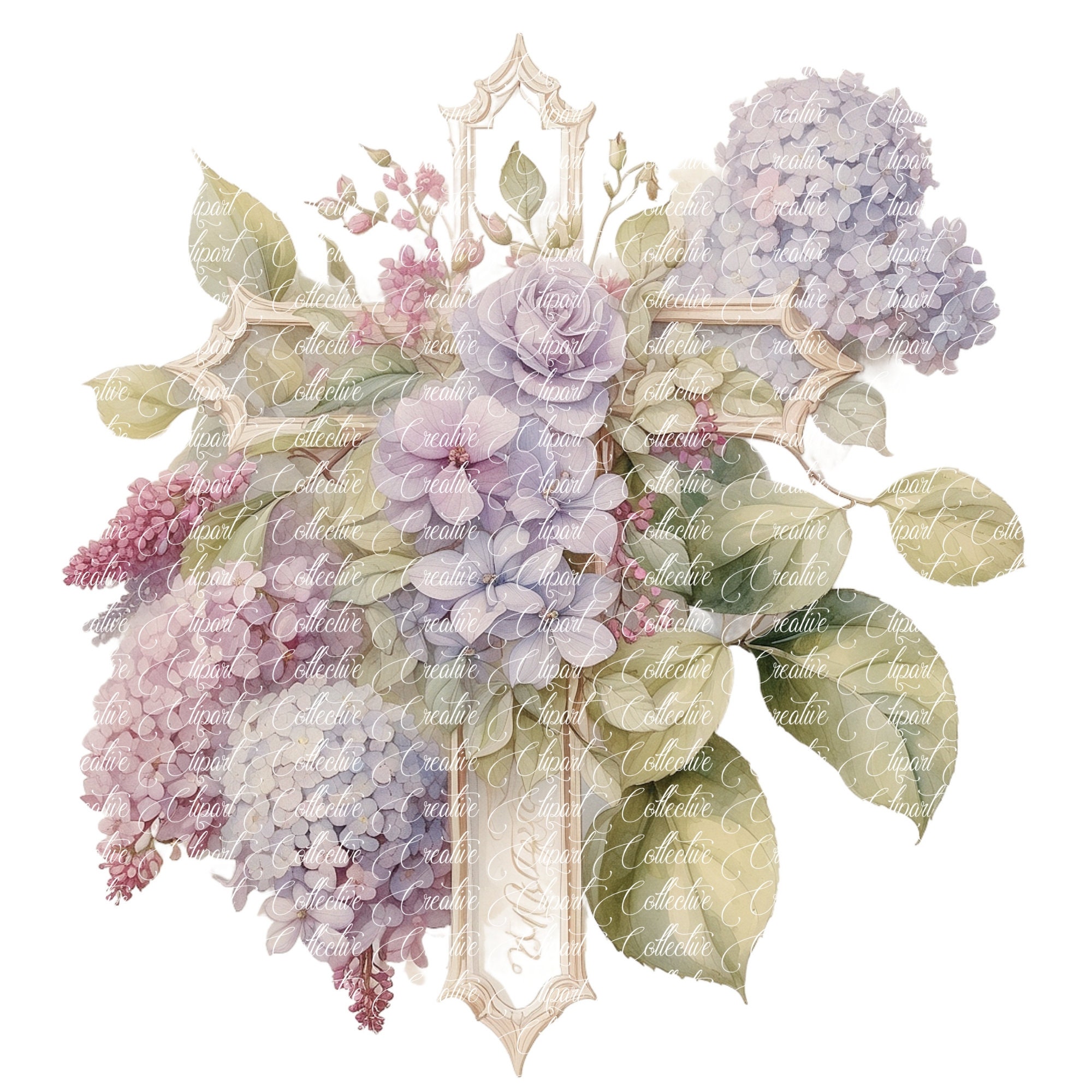 12 Lilac Clipart, Christian Cross Clipart, Ceremony Clipart, Purple ...