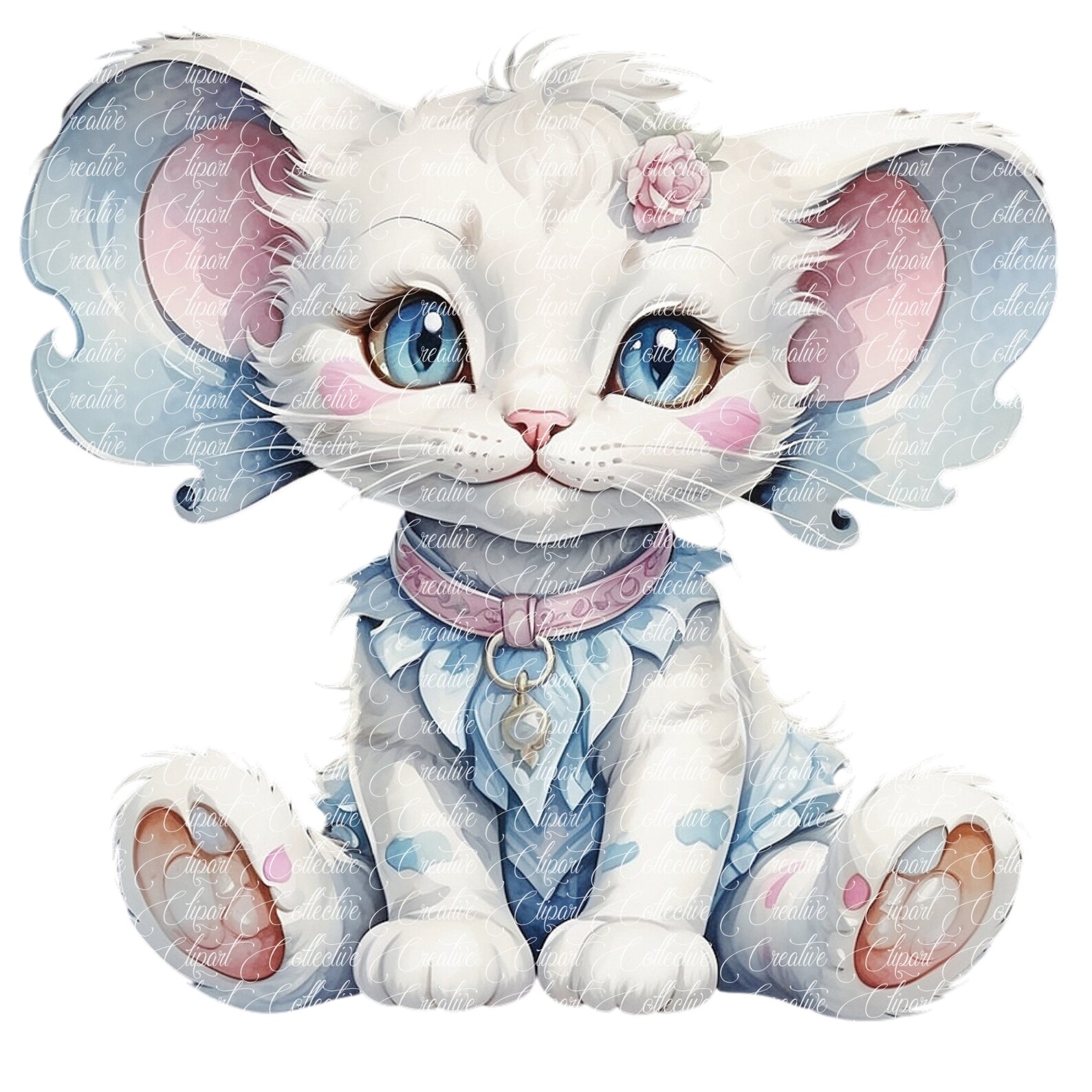 14 Floppy Ear Kitten Clipart, Watercolor Cat Clipart, Clipart Bundle ...