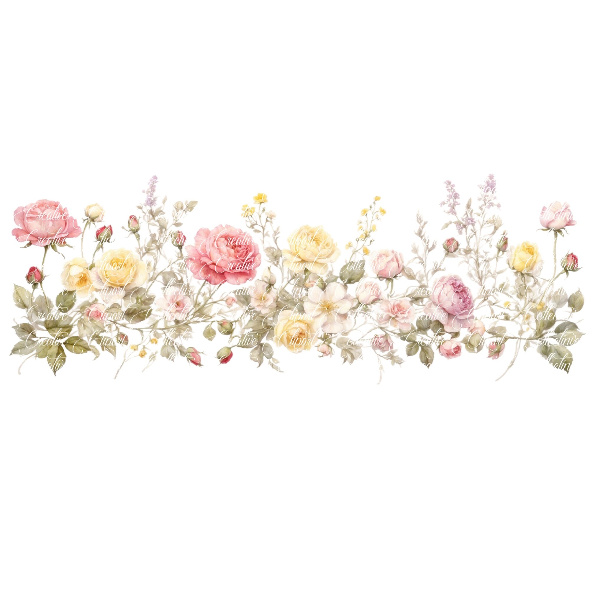 12 Flower Border Clipart, Floral Clipart, Roses Clipart, Floral Rose ...