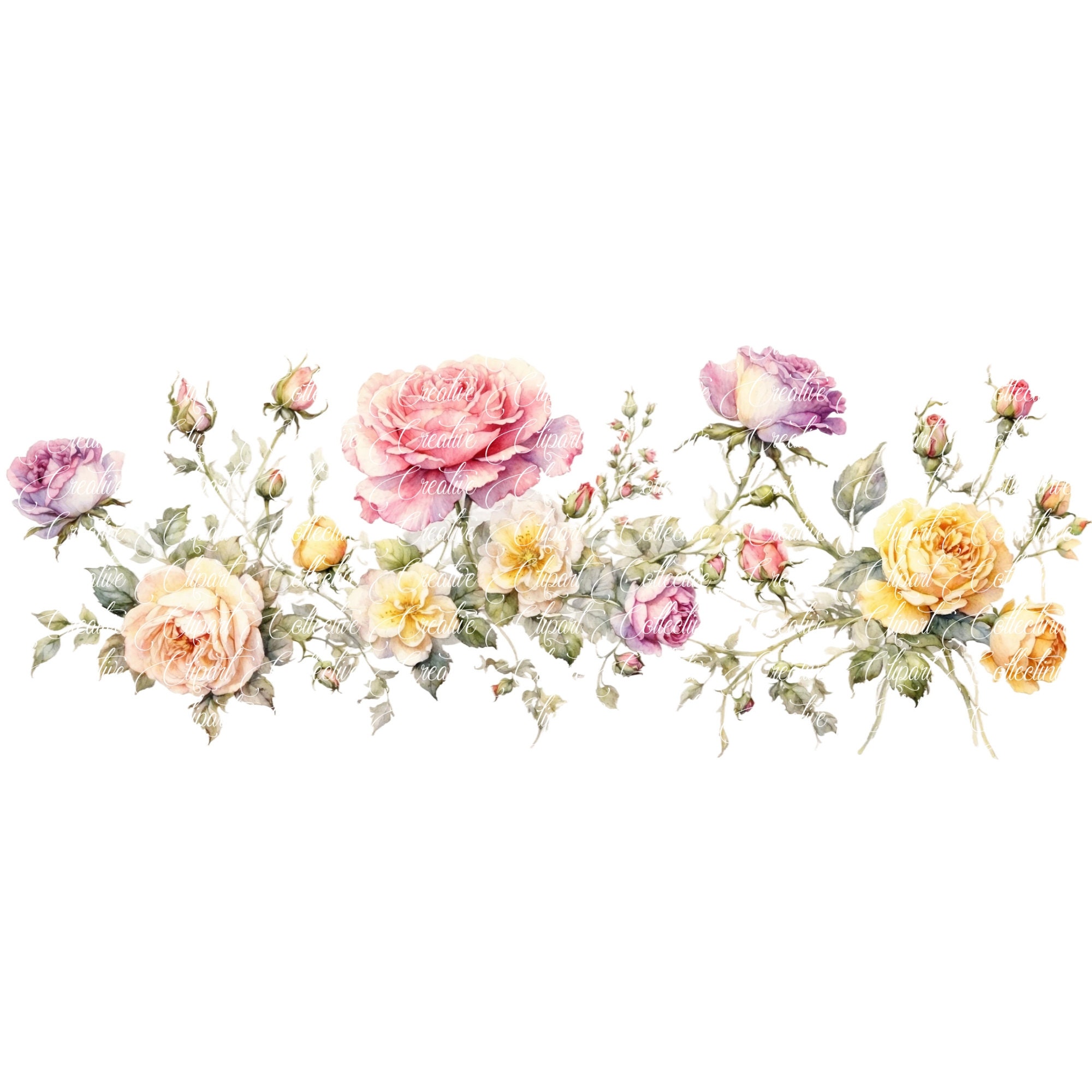 12 Flower Border Clipart, Floral Clipart, Roses Clipart, Floral Rose ...
