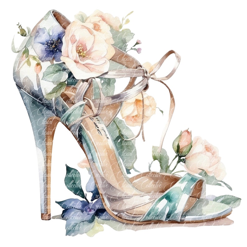 15 Watercolor Heels Clipart, Prom Shoes Clipart, Floral Heels Clipart ...