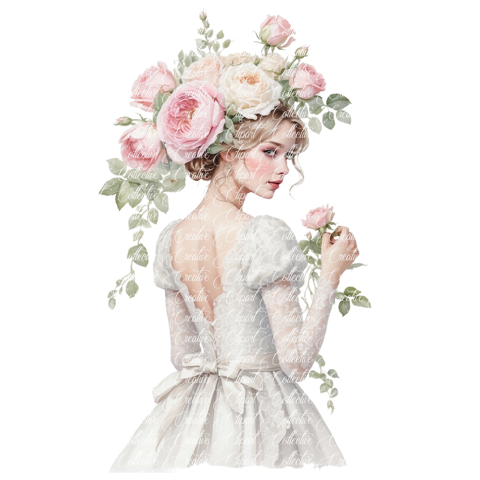 12 Victorian Maiden Clipart, Beautiful Bride Clipart, Watercolor ...