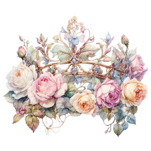 12 Rose Crown Clipart, Rose Clipart, Crown Clipart, Wedding Princess ...
