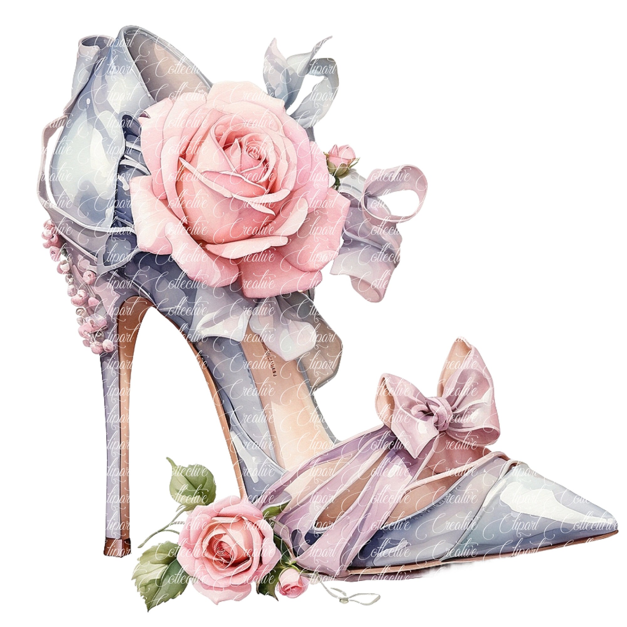 15 Watercolor Heels Clipart, Prom Shoes Clipart, Floral Heels Clipart ...