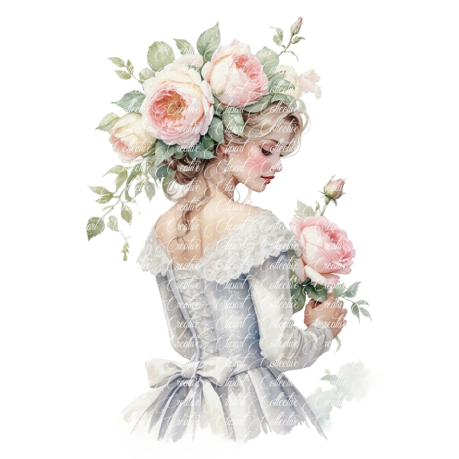 12 Victorian Maiden Clipart, Beautiful Bride Clipart, Watercolor ...