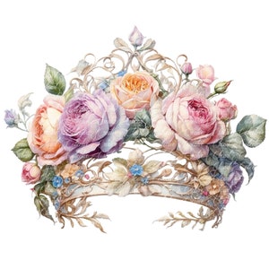 12 Rose Crown Clipart, Rose Clipart, Crown Clipart, Wedding Princess ...