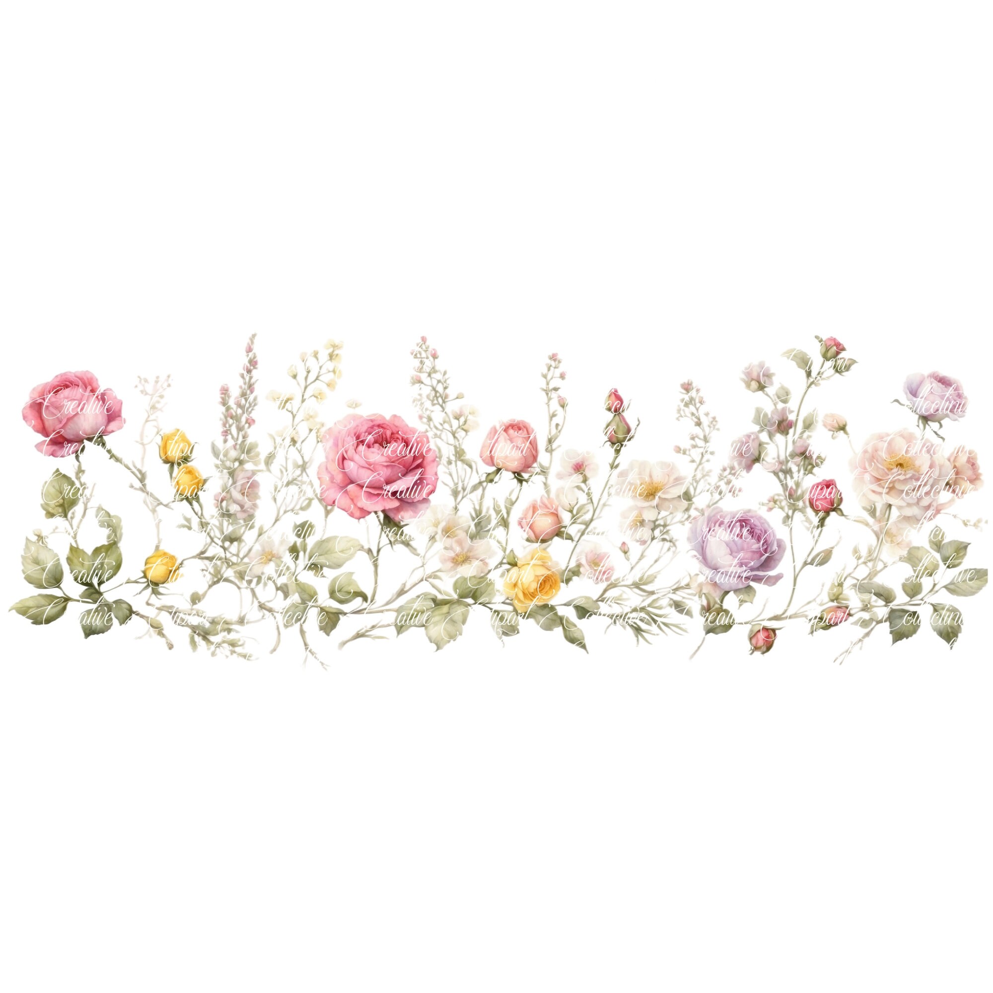 12 Flower Border Clipart, Floral Clipart, Roses Clipart, Floral Rose ...