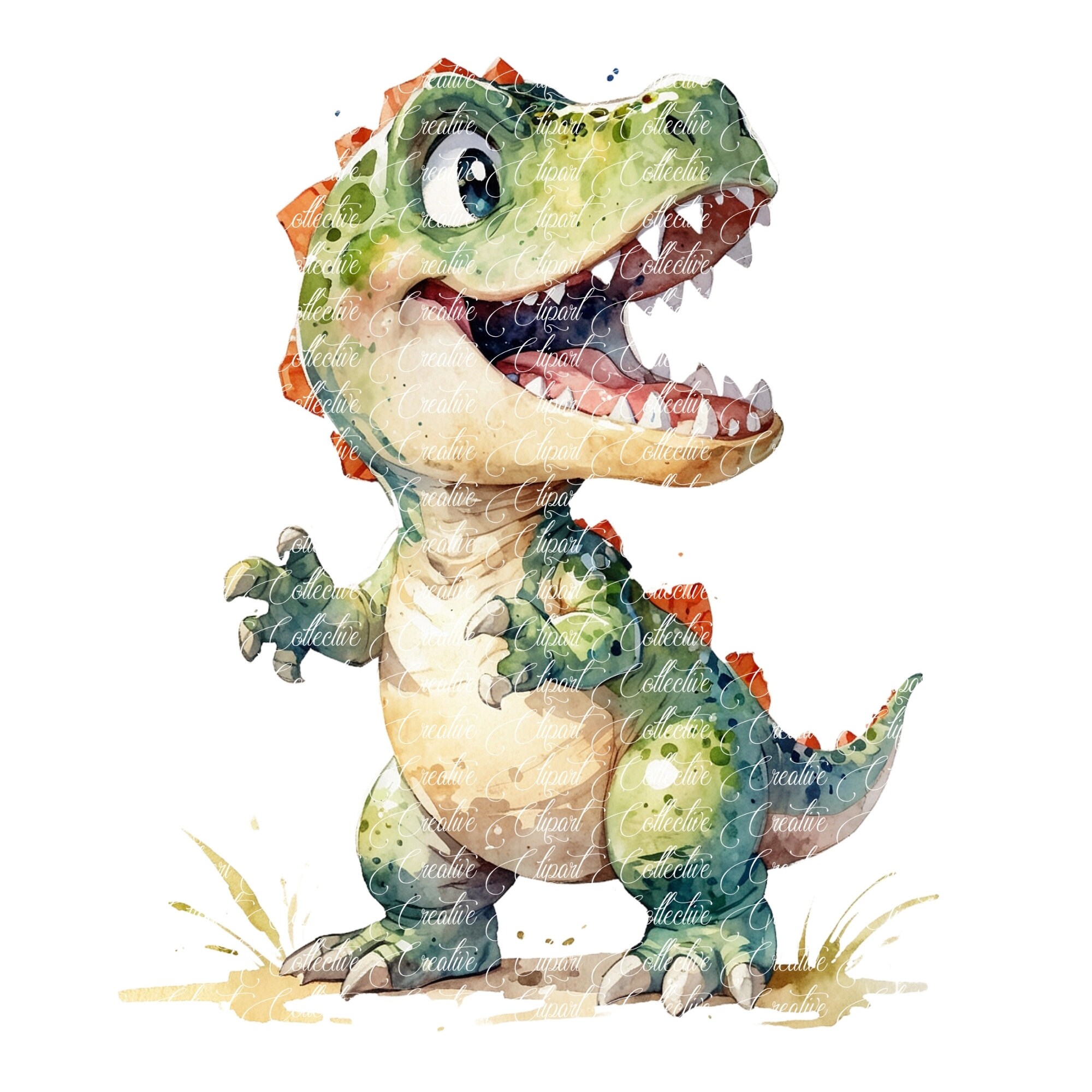 13 Dinosaur Clipart, Watercolor T-rex Dinosaur Clipart, Kids Clipart ...